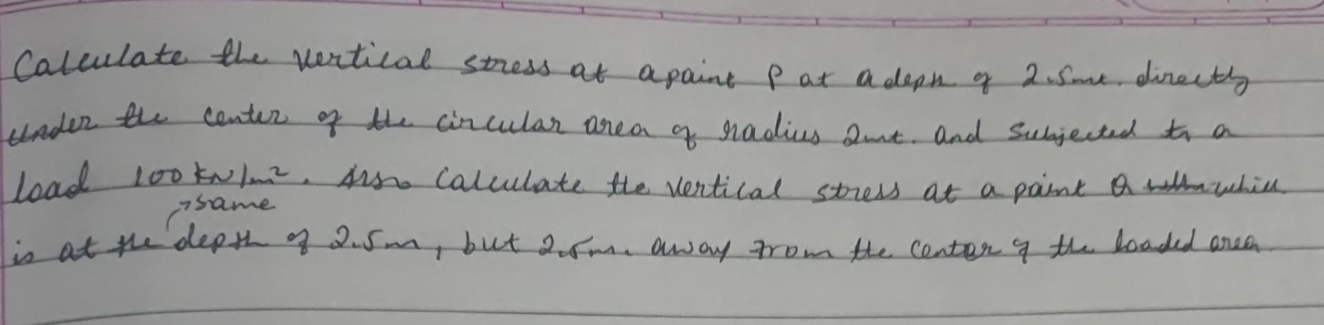 Solved Calculate the vertilal stress at apaint P at adeph of | Chegg.com