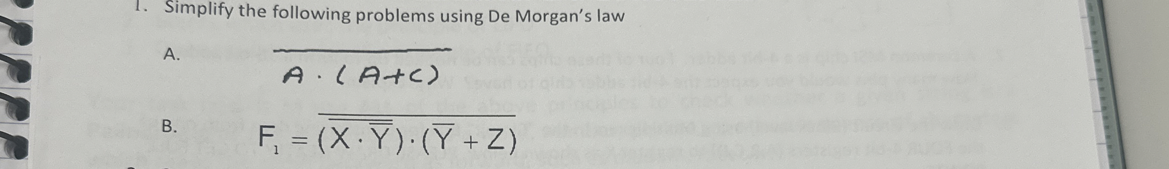 Solved Simplify the following problems using De Morgan's | Chegg.com
