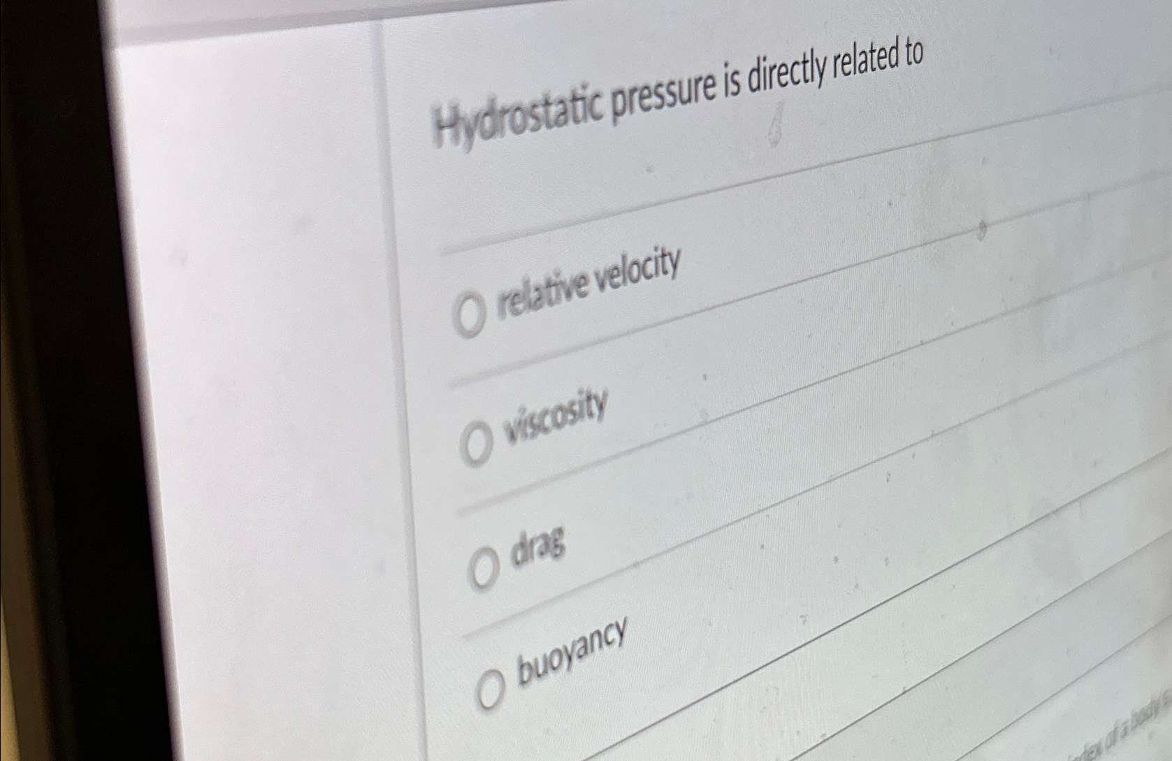 Solved Hydrostatic pressure is directly related torelative | Chegg.com
