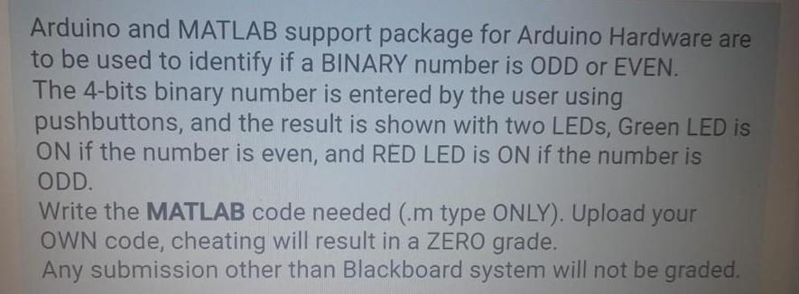 Solved Arduino and MATLAB support package for Arduino | Chegg.com