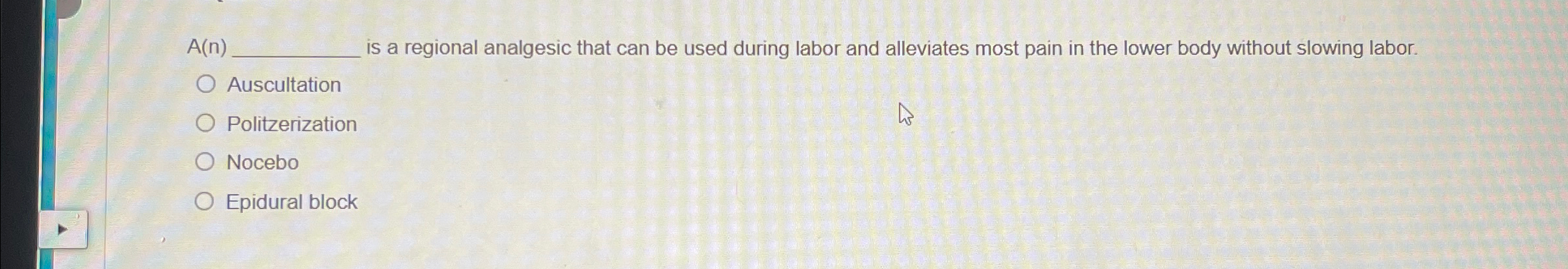 Solved A(n) ﻿is a regional analgesic that can be used | Chegg.com