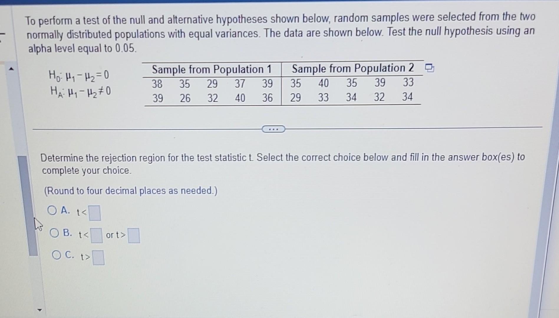 Solved To perform a test of the null and alternative | Chegg.com