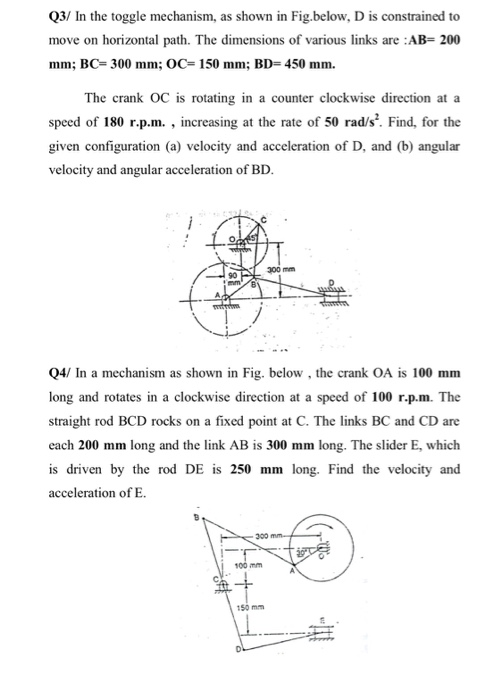 Solved this qustions about theory of machine (velocity and | Chegg.com
