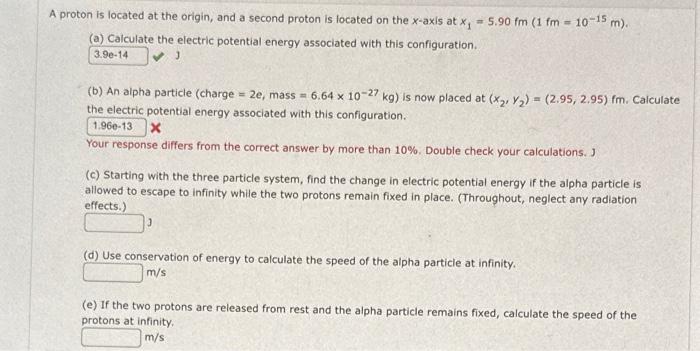 Solved roton is located at the origin, and a second proton | Chegg.com