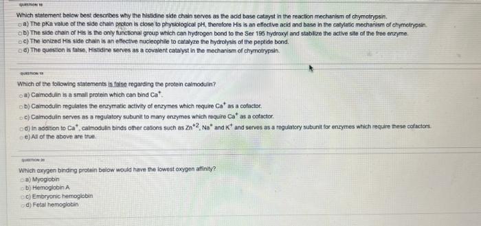 Solved Which statement below best describes why the | Chegg.com