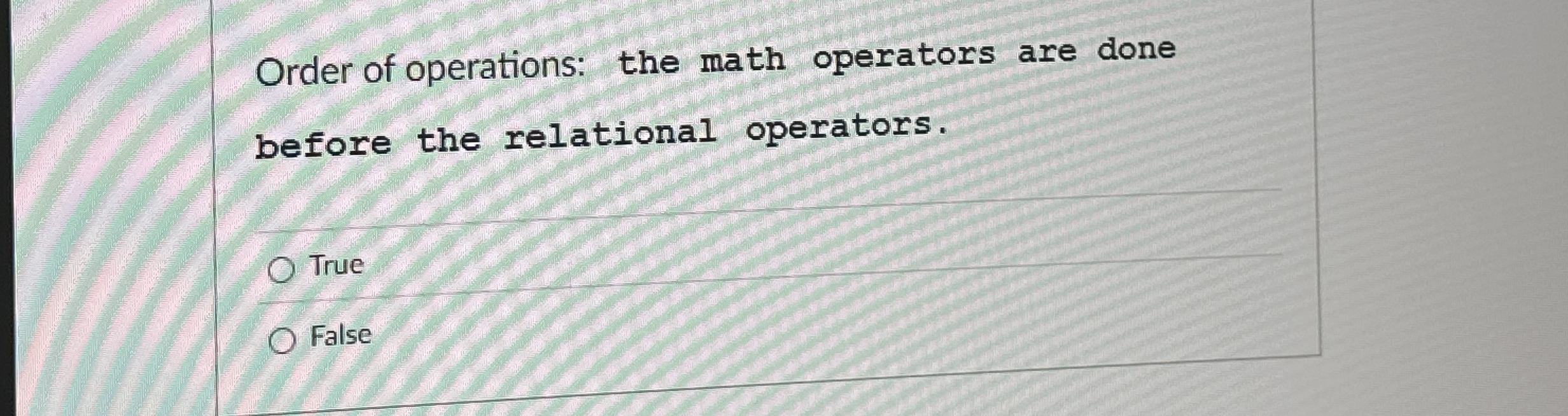 Solved Order of operations: the math operators are | Chegg.com