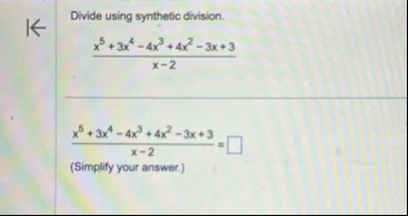 Divide using synthetic | Chegg.com