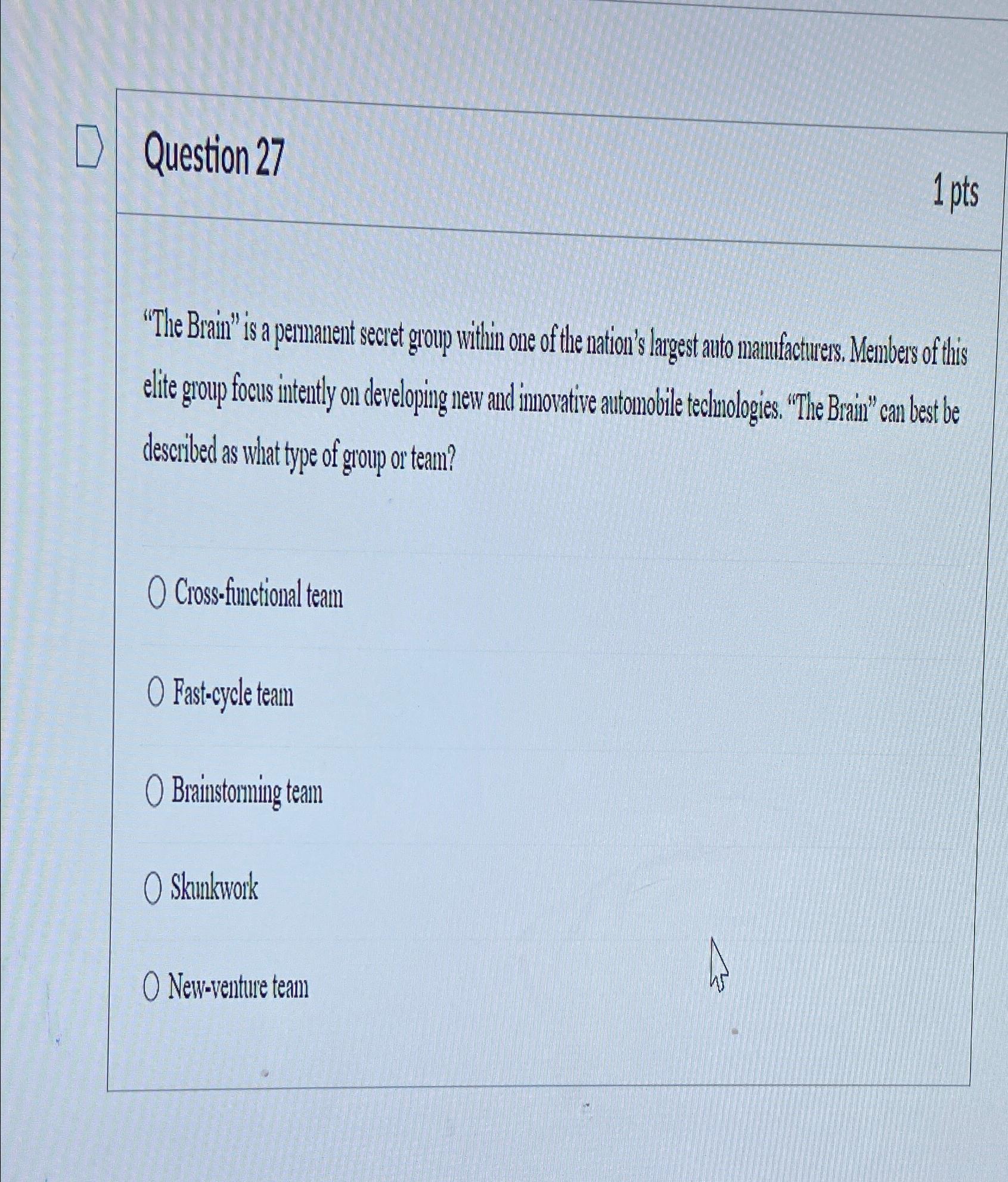 Solved Question 271 ﻿pts"The Bram" is a permanent seccet | Chegg.com