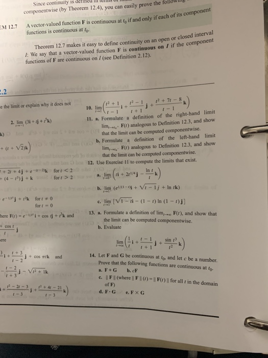 Solved EM 12.7 Since continuity is componentwise (by Theorem | Chegg.com