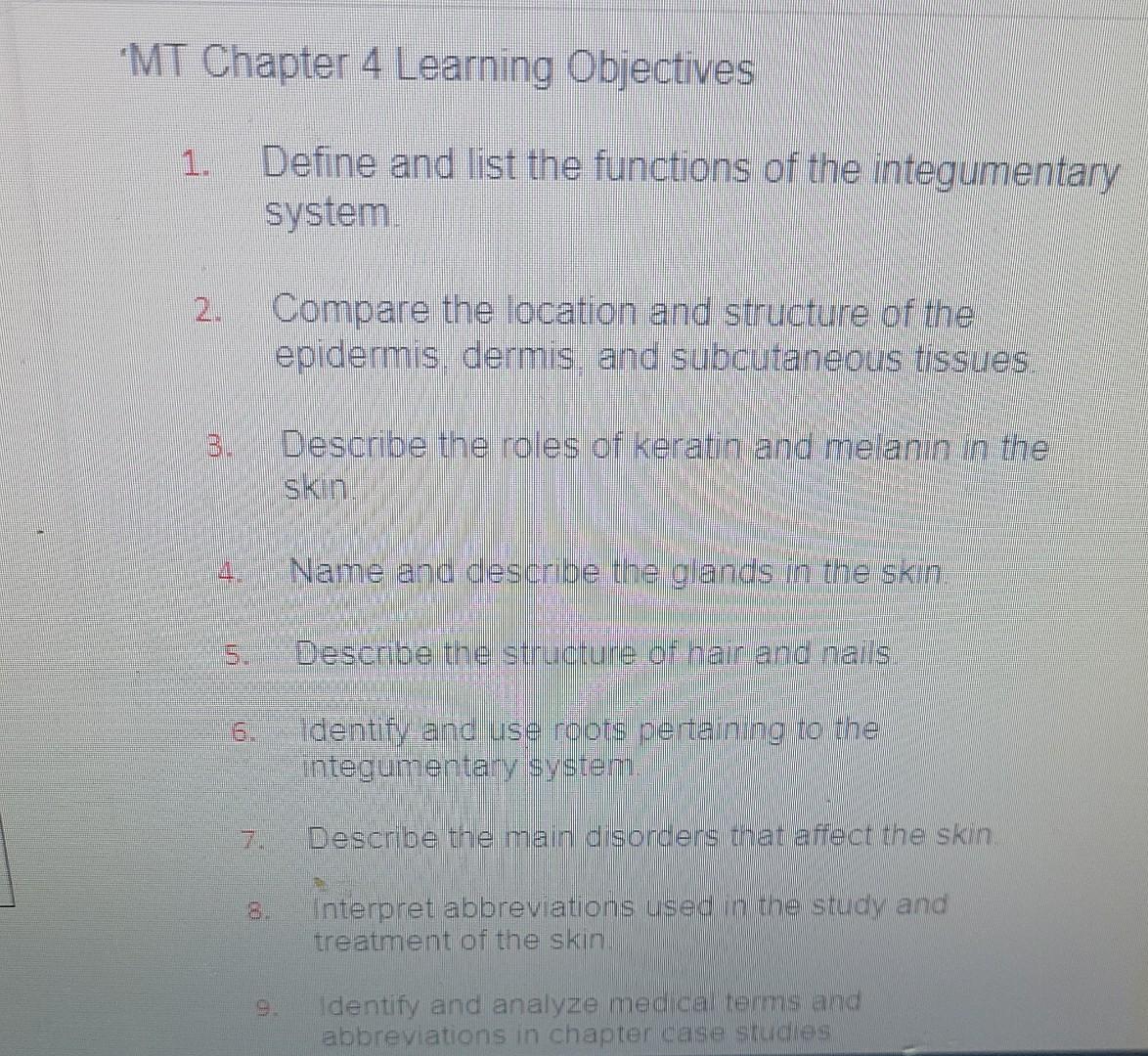 Solved *MT Chapter 4 Learning Objectives Define and list the | Chegg.com