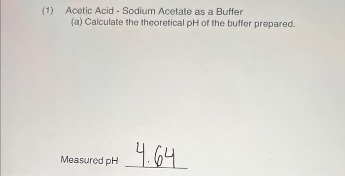 Solved 1) Acetic Acid - Sodium Acetate as a Buffer (a) | Chegg.com