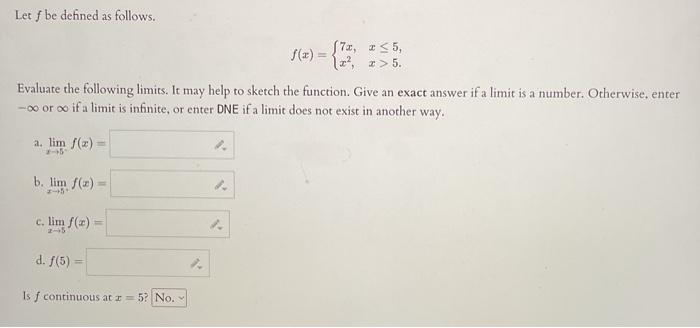 Solved Let f be defined as follows. a. lim f(x) = x-5- b. | Chegg.com