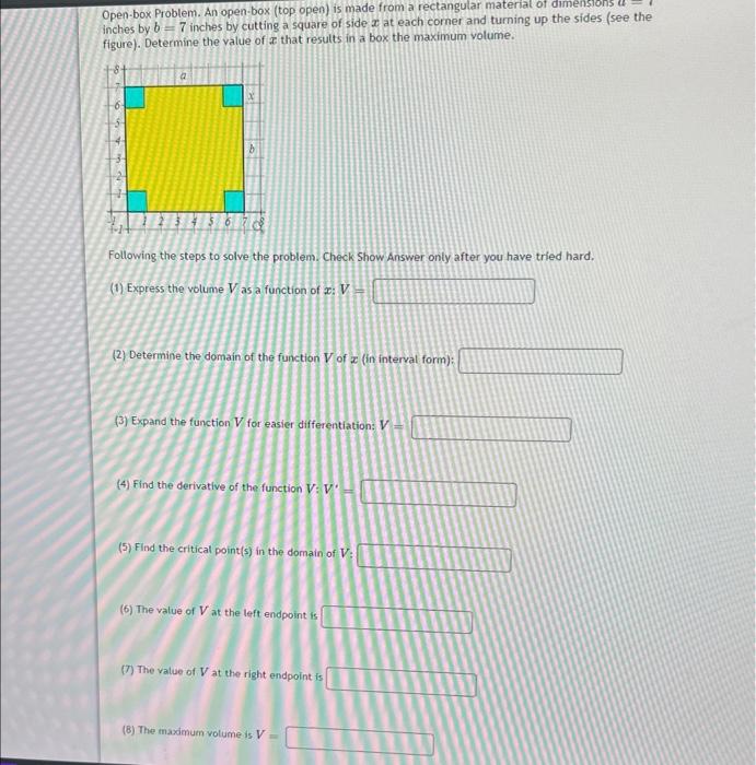 Solved Open-box Problem. An open-box (top open) is made from | Chegg.com