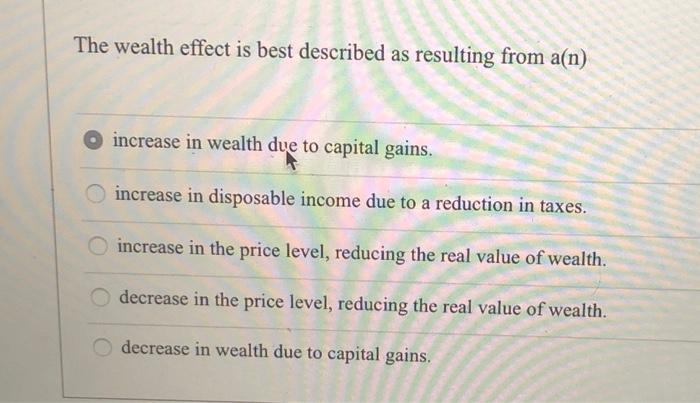 Solved The wealth effect is best described as resulting from | Chegg.com