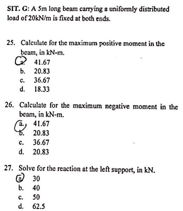 Solved SIT. G: A 5 m long beam carrying a uniformly | Chegg.com