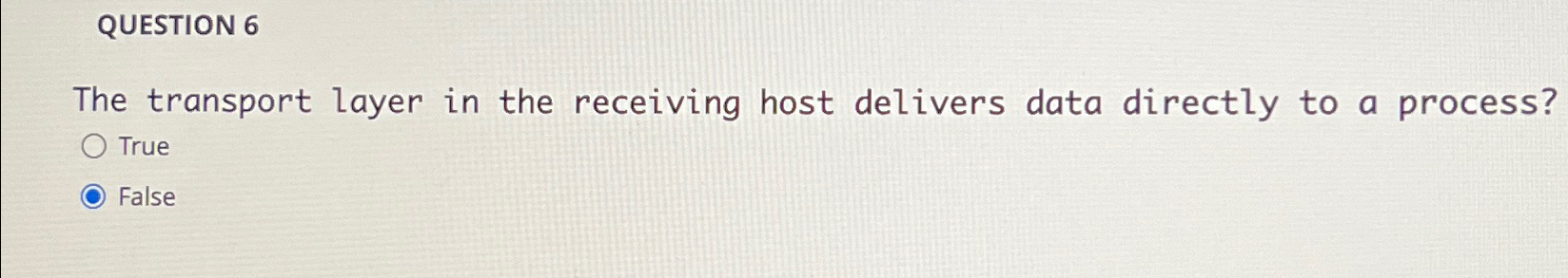 Solved QUESTION 6The transport layer in the receiving host | Chegg.com