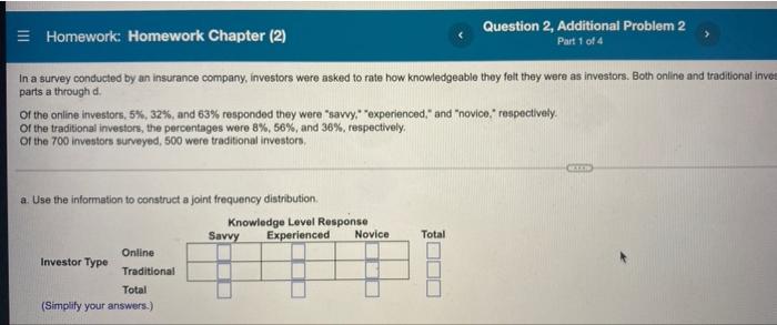Solved a. joint frequency distribution b. joint relative | Chegg.com