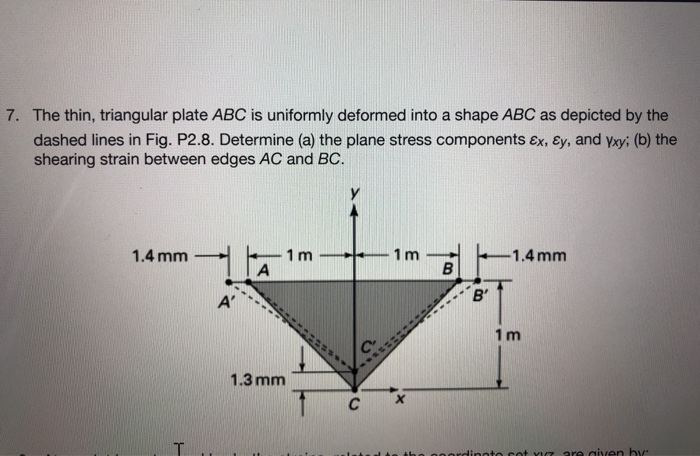 Solved 7. The thin, triangular plate ABC is uniformly | Chegg.com