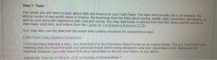 Solved Step 1: Topic This week you will select a topic about | Chegg.com