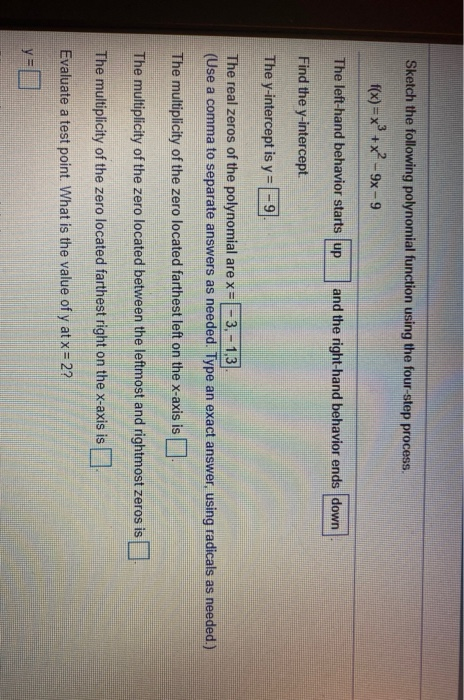 Solved Sketch the following polynomial function using the | Chegg.com