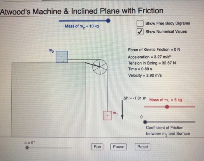 Solved Atwood's Machine & Inclined Plane with Friction Mass | Chegg.com