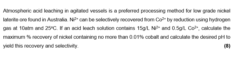 Solved Atmospheric acid leaching in agitated vessels is a | Chegg.com