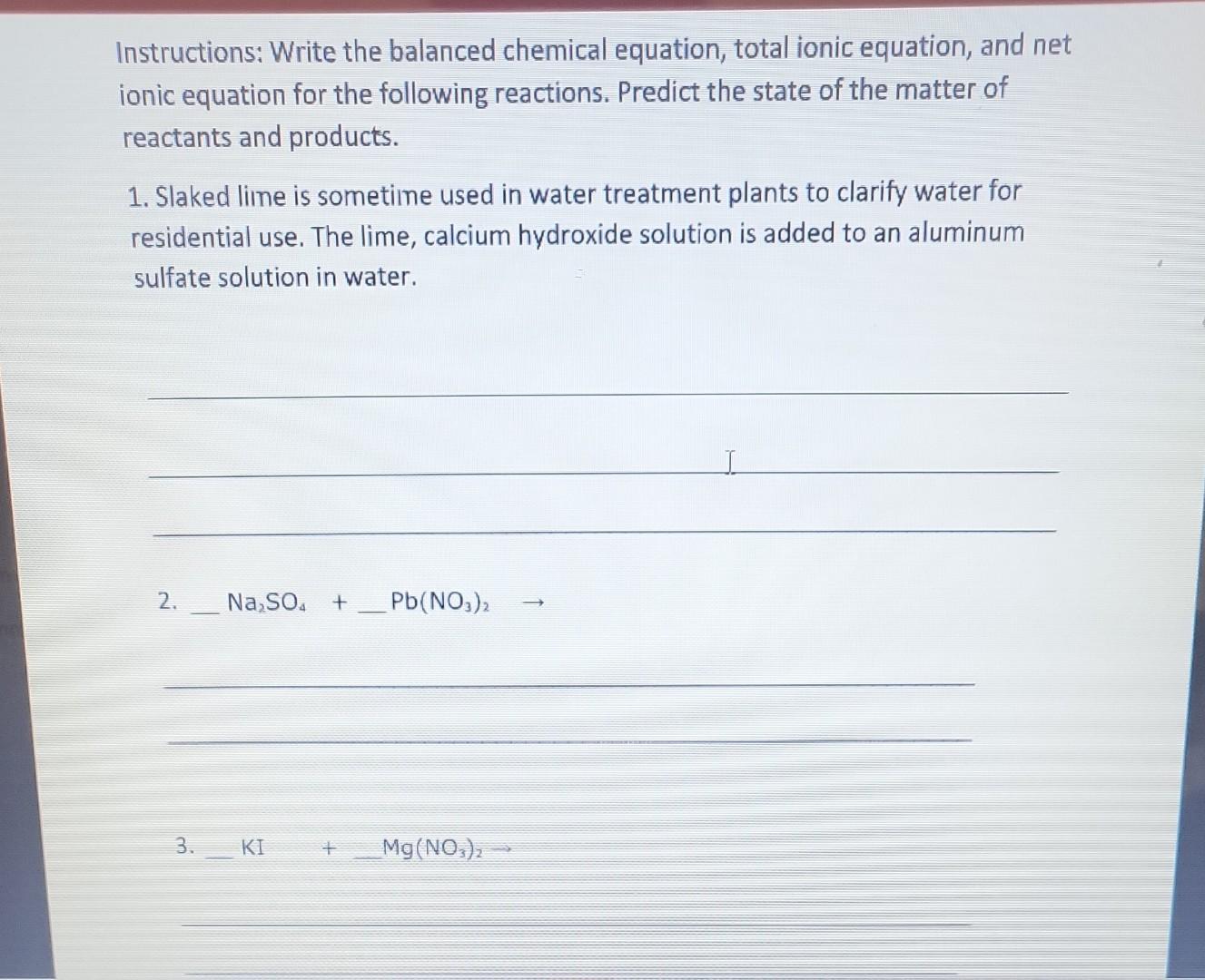 Solved Instructions: Write the balanced chemical equation, | Chegg.com