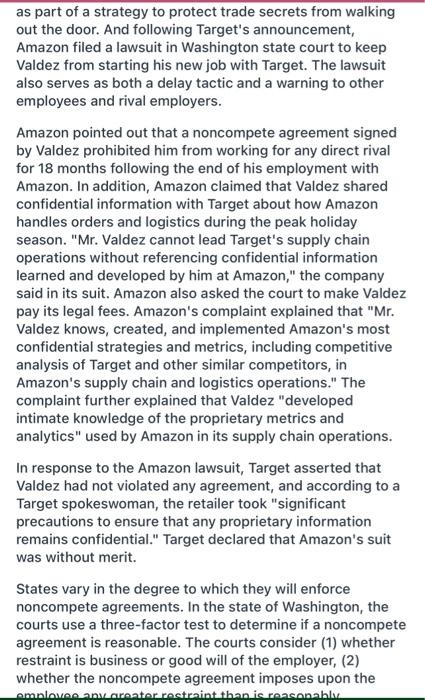 Solved • Do noncompete clauses in employment contracts | Chegg.com