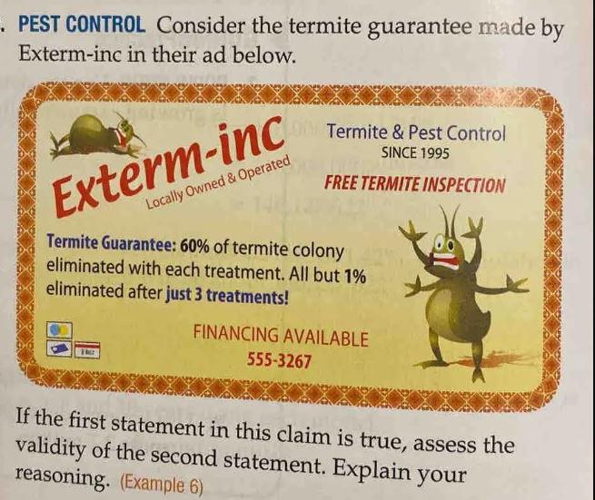 Solved PEST CONTROL Consider the termite guarantee made by | Chegg.com