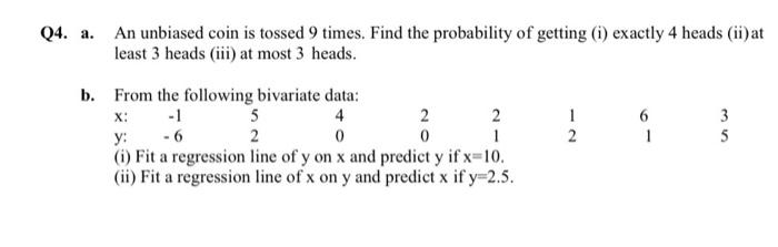Solved 24. a. An unbiased coin is tossed 9 times. Find the | Chegg.com