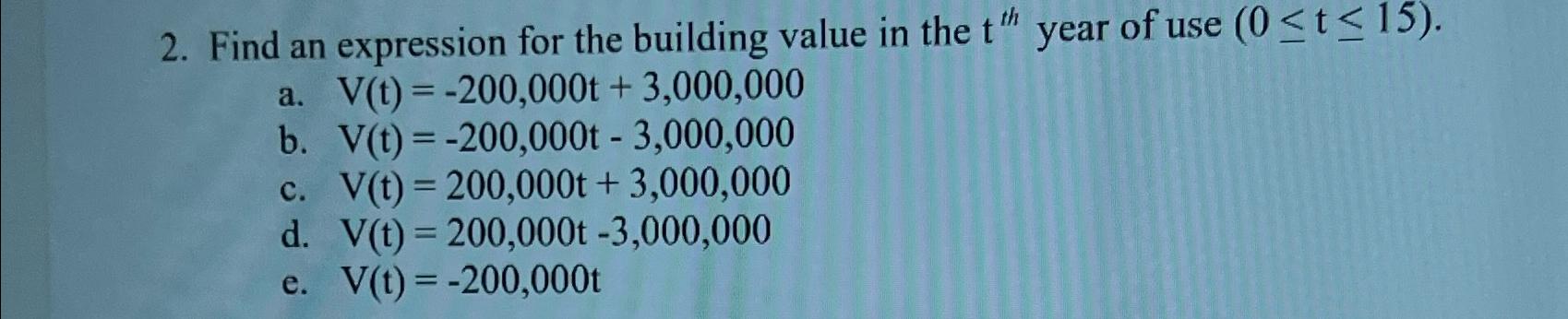 Solved Find an expression for the building value in the tth | Chegg.com