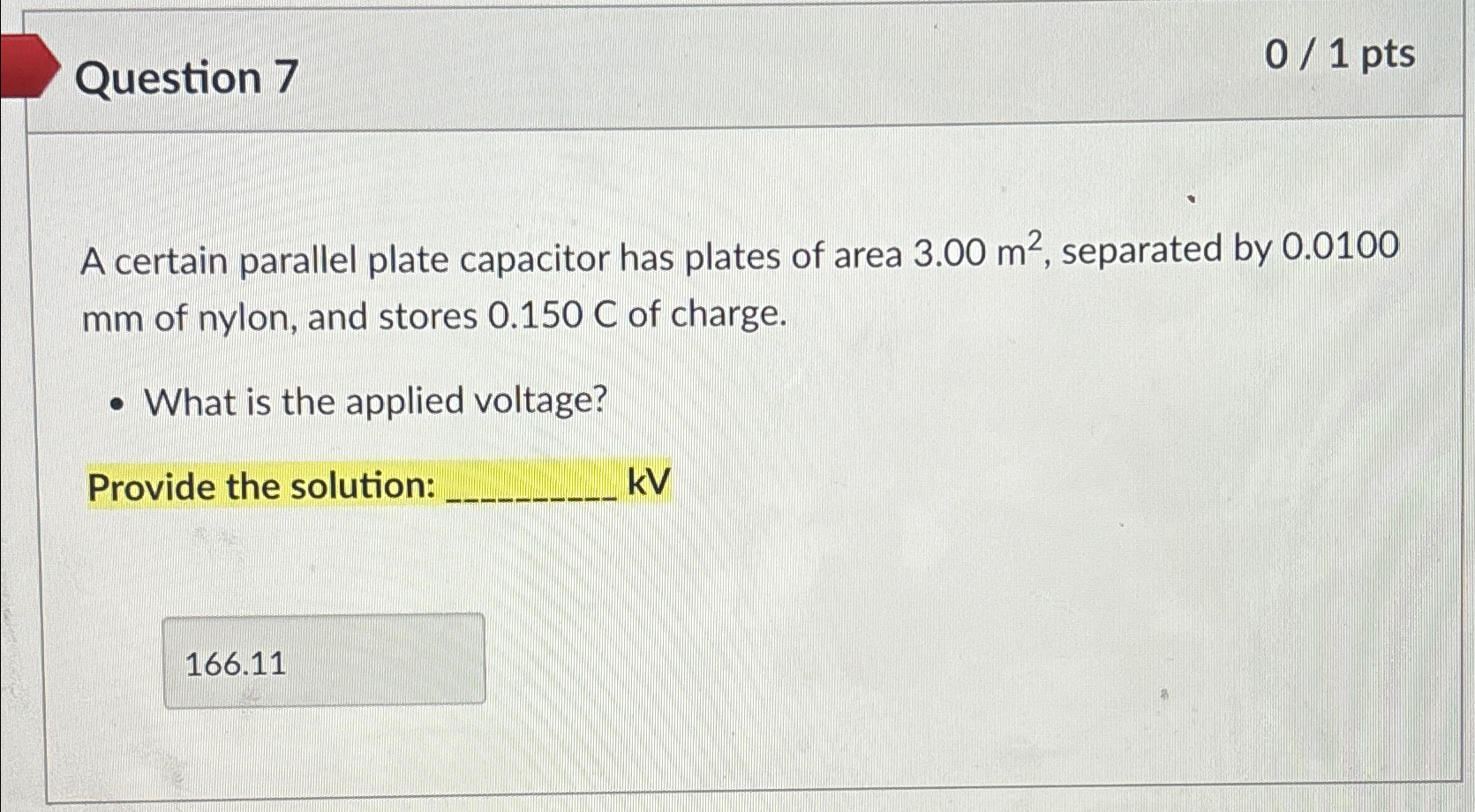 Solved Question 7A certain parallel plate capacitor has | Chegg.com