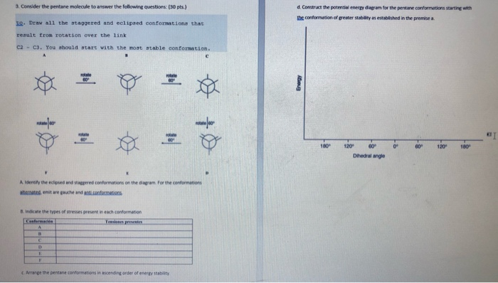 Solved 3. Consider the pentane molecule to answer the | Chegg.com