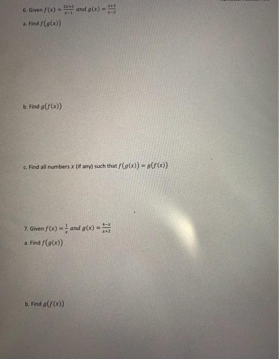 Solved 6. Given f(x)=x−12x+3 and g(x)=x−2x+3 a. Find f(g(x)) | Chegg.com
