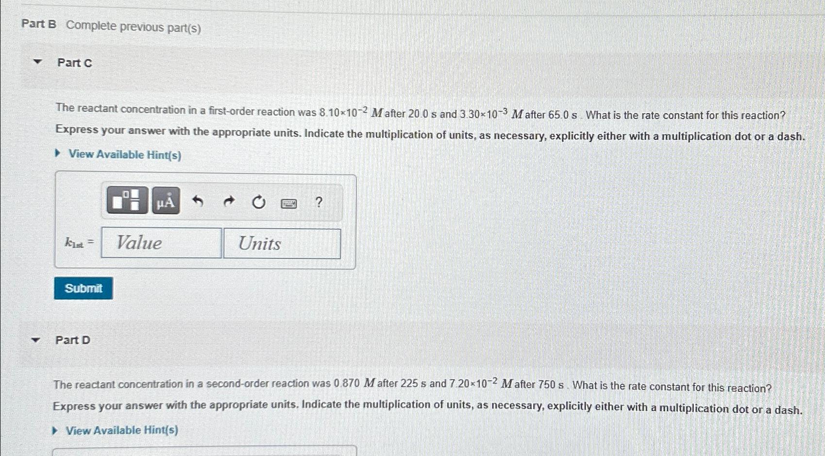 Solved Part B Complete previous part(s)Part CThe reactant | Chegg.com