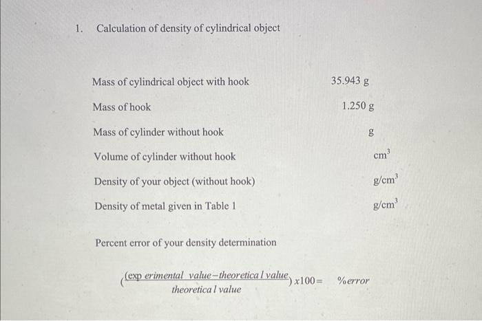 Solved Table 1. Densities of several substances1 Explain why | Chegg.com