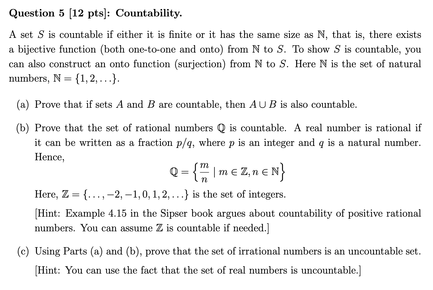 Solved A set S is ﻿countable if ﻿either it is ﻿finite or it | Chegg.com