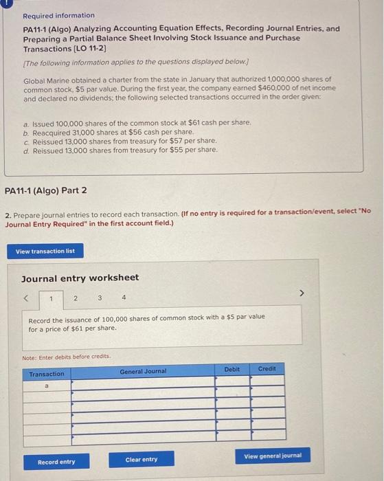 Solved PA11-1 (Algo) Analyzing Accounting Equation Effects, | Chegg.com