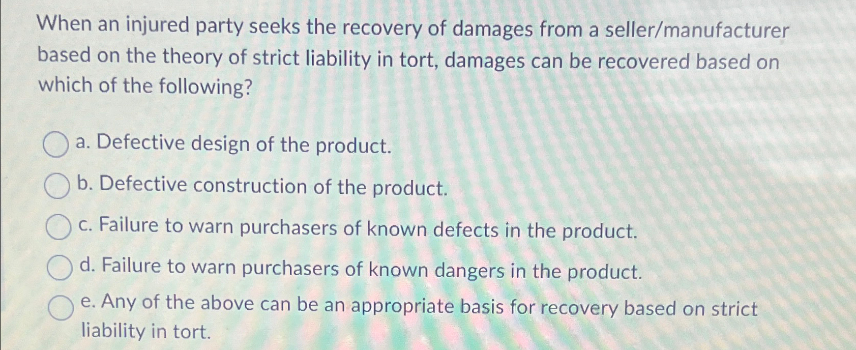 Solved When an injured party seeks the recovery of damages | Chegg.com