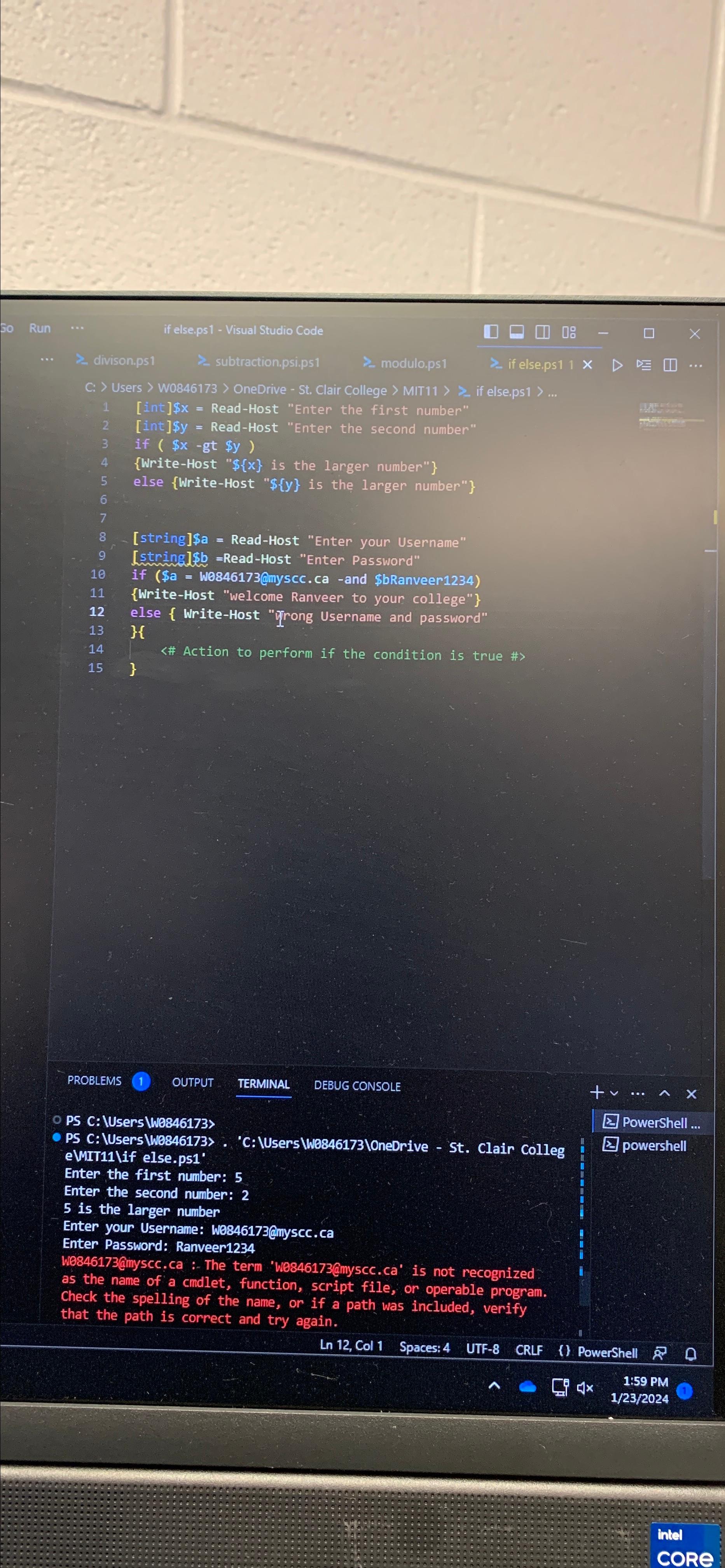 Solved Runif else.ps 1 - ﻿Visual Studio Code≥ ﻿divison.ps 1》 | Chegg.com