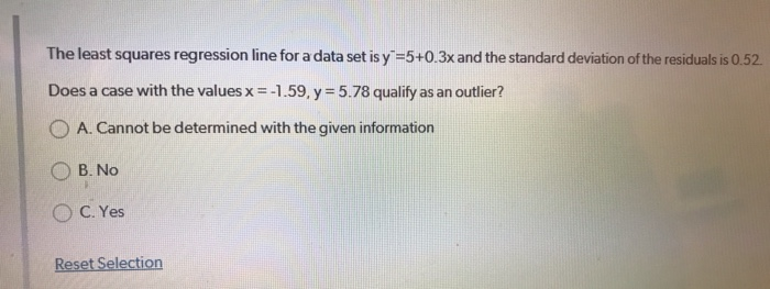 Solved The least squares regression line for a data set is | Chegg.com