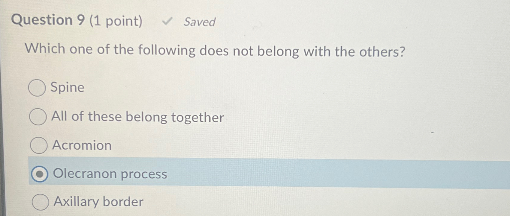 Solved Question 9 (1 ﻿point) ﻿SavedWhich one of the | Chegg.com