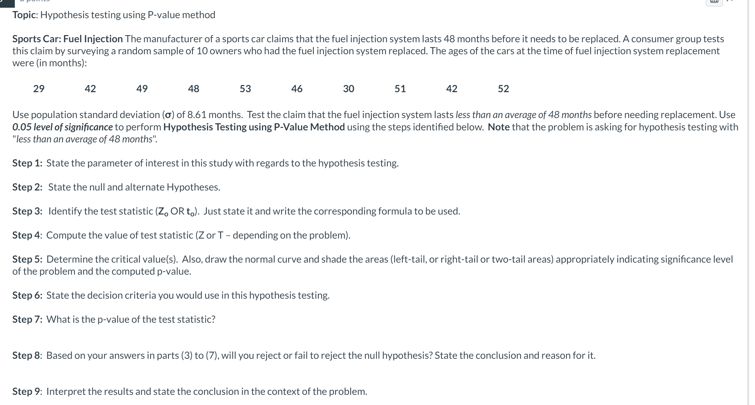 Solved Topic Hypothesis Testing Using P Value Methodsports