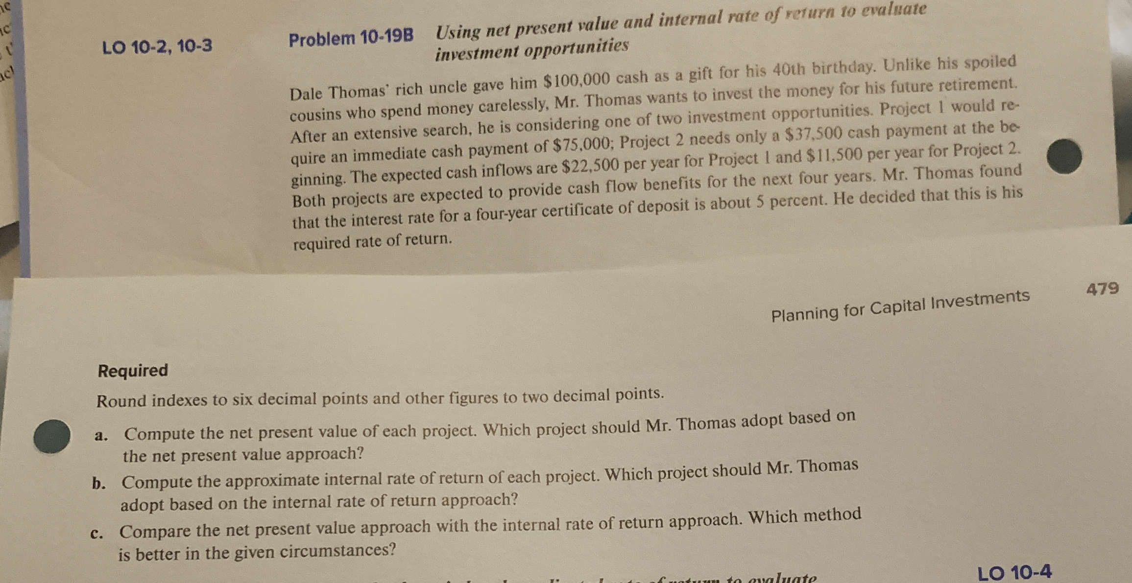 Solved LO 10-2,10-3Problem 10-19B Using net present value | Chegg.com