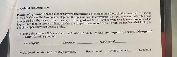 Solved 1 bi A. Postorbital bar and postorbital closure A | Chegg.com