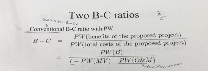 Two B-C ratios keping the Benfint alu Conventional | Chegg.com