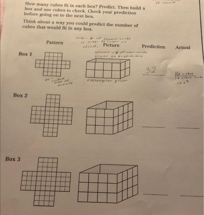 Solved Dobre How many cubes fit in each box? Predict. Then | Chegg.com