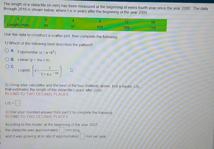 Solved The length of a stalactite (in mm) has been measured | Chegg.com