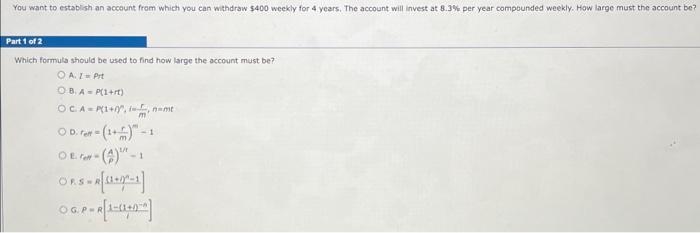 Solved art 1 of 2 Which formula should be used to find how | Chegg.com