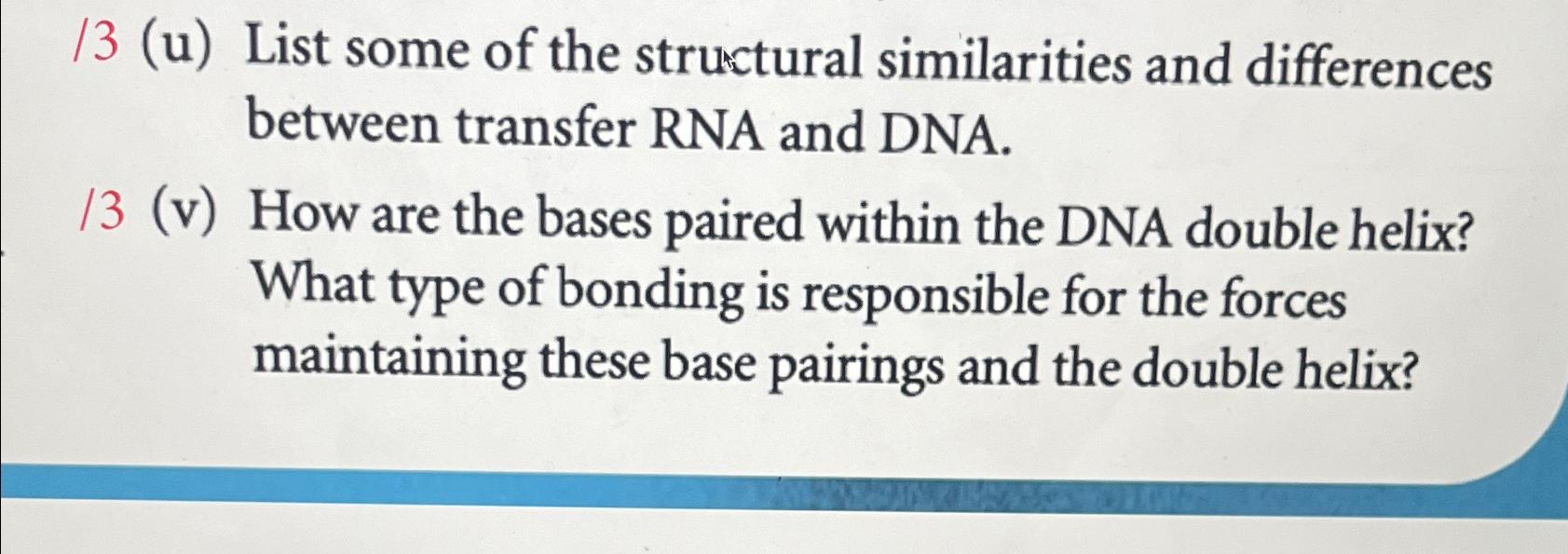 Solved 13 (u) ﻿List some of the structural similarities and | Chegg.com